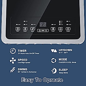 IAGREEA Portable Air Conditioners, 10,000 BTU Air Conditioner Portable For Room up to 400 Sq.Ft with Built-in Dehumidifier, Fan Mode, Sleep Mode, 24H Timer, Remote Control, Window Installation Kit & Remote Control