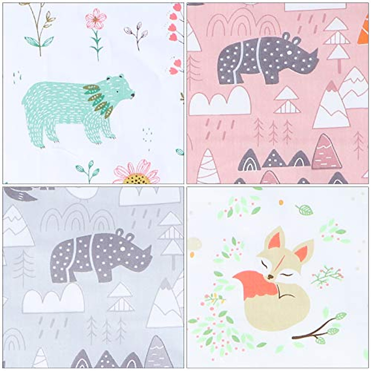 ARTIBETTER Quilted Fabric 25cm X 25cm Animal Cotton Fabric Bundles Fat Quarters Fabric Squares Precut Fabric Scraps Sewing Patchwork for Quilting DIY Scrapbooking 8pcs Quilt Fabric