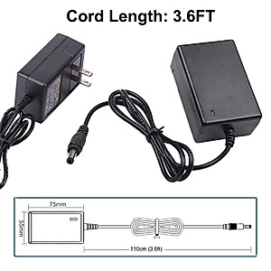 24V 1A Power Adapter Supply - AC to DC 24 Volt 1000mA 500mA Available 5.5x2.5mm-2.1mm Tip 24V/1A 24W for Oil Diffuser Humidifier WiFi Camera, GPS, Webcam, Router (3.6Ft Cable)