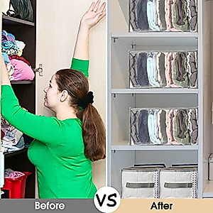 10 Pcs Extra Large Wardrobe Clothes Organizer with Handle, 7 Grid 15.7 x 11.1 x 8.7 Inch Foldable Mesh Clothes Storage Organizer for Closet, Clothes Storage Box for Jeans Pants T-shirts Leggings Bras