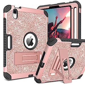 BENTOBEN iPad Mini 6 Case, iPad Mini 6th Generation Case, Glitter Sparkly 3 Layers Shockproof Kickstand with Pencil Holder Protective Kids Girls Women Tablet Cover for iPad Mini 6 2021 8.3", Rose Gold