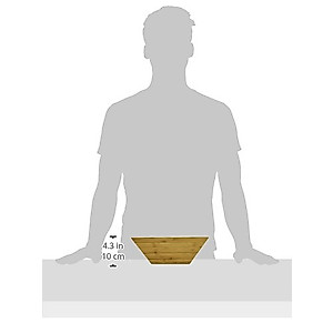 Heim Concept Bamboo Salad Bowl 4 PC Set w/Serving Hands, 2 square bowls & pair salad servers Eco-Friendly BPA Free