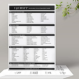 144 PCS Minimalist Laundry Room Labels Set, v2croft Water Resistant Stickers,Water/Oil Resistant Stickers for Laundry Room, Linen Closet Home Bathroom and The Beauty Organization（White)