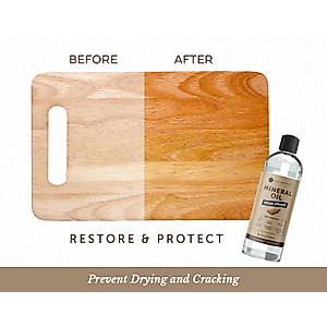 Mineral Oil for Cutting Board Oil (8oz) - Kate Naturals. Food Grade Mineral Oil for Cutting Board. Food Safe Mineral Oil for Kitchen Appliances, Knives, Butcher Block Oil, Stainless Steel, Wood Oil
