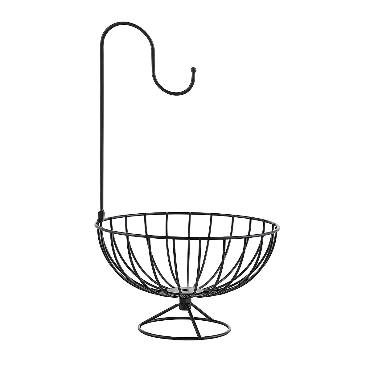 Simple Black Fruit Basket With Banana Hanger,Fruit Basket Bowl With Banana Tree Holder