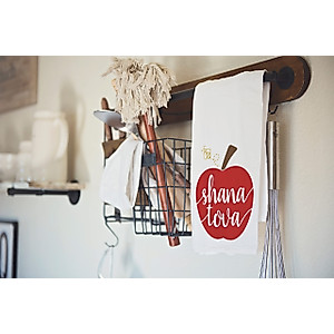 Rosh Hashanah Kitchen Towel, Apple and Bee Shana Tova Challah Proofing Towel, Jewish Holiday Hostess Gift (Shana Tova Apple Honey Bee)