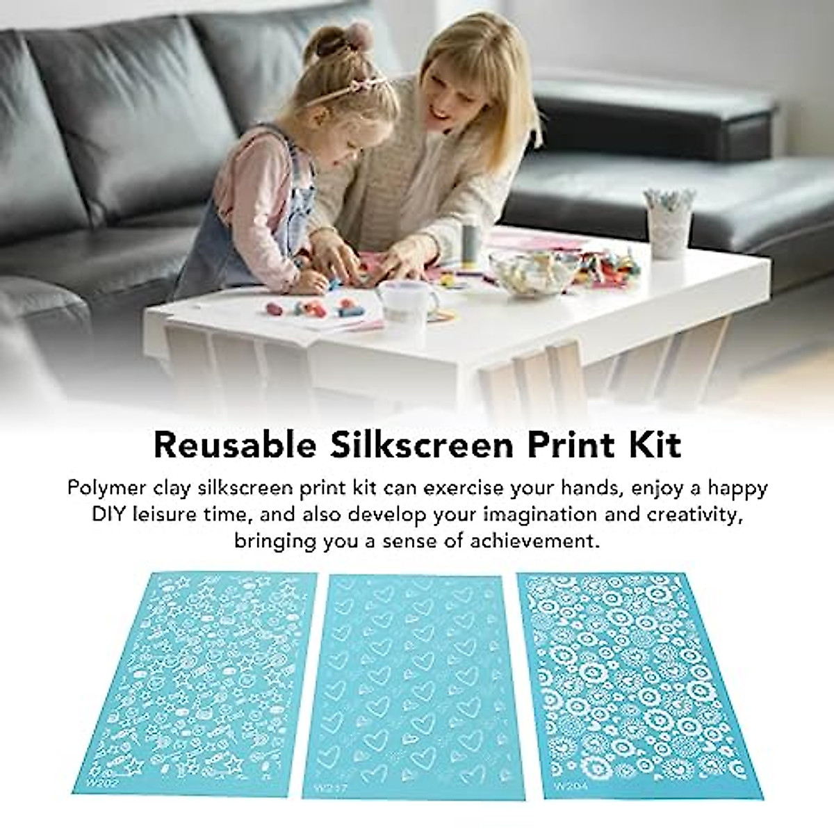 Polymer Clay Silk Screen Stencils, Exquisite Pattern Silkscreen Print Kit for Printing on Clay (202, 204, 217)