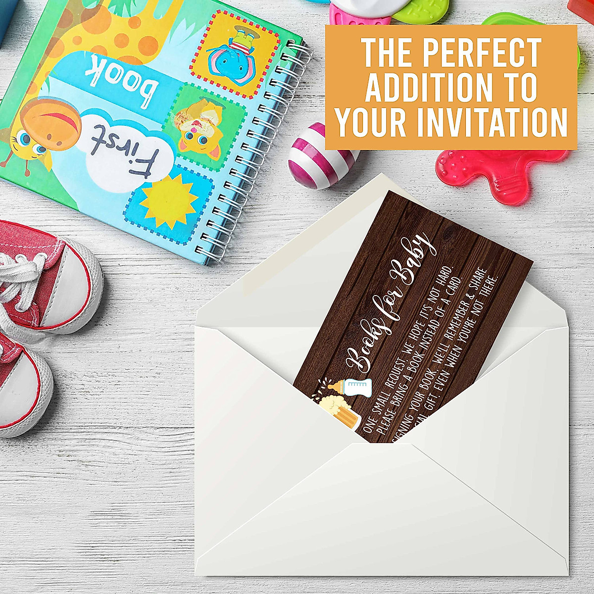 Hadley Designs - Books for Baby Shower Request Cards - Bring A Book Instead of A Card - 25 Pieces