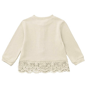 Baby Toddler Girls Cardigan Sweater Dress Cover Up Long Sleeve Knit Bolero Shrug Jacket Spring Embroidery Outwear Tops Beige