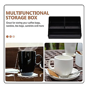 BESTonZON Coffee Bag Box Office Plastic Tea Bag Organizer Desktop Seasoning Packet Holder Sugar Bag Container for Countertop Cabinet Coffee Bar (Black)