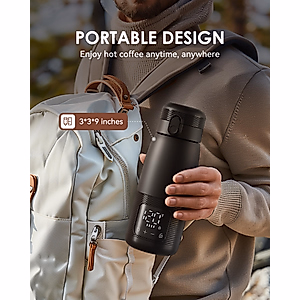 Smart Temperature Control Heated Coffee Mug with 6-10H Battery Life & LED Display, 12 Oz Self Warming Rechargeable Coffee Tumbler with Leak-Proof Lid, for Travel, Road Trip, Camping, Hiking, Car, etc