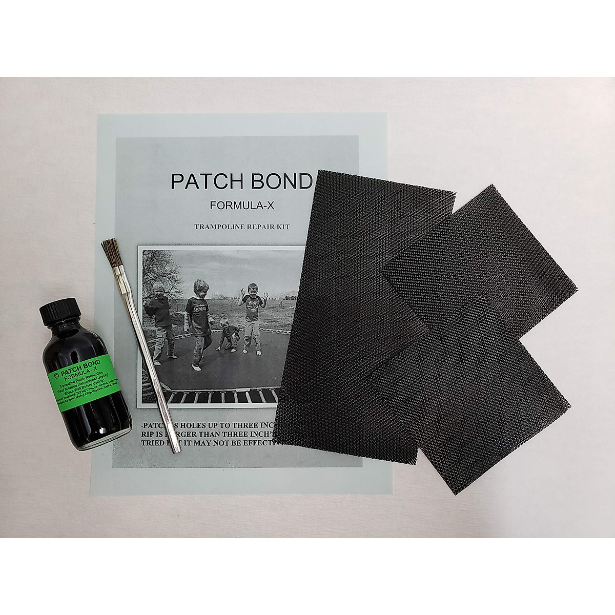 Formula X Trampoline Mat Repair Kit-Glue on Patches 8"X 4"-4"X 4" Repair Holes or Tears