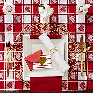 DII Valentine's Day Tablecloth Check Collection, Tablecloth, 60x84, Checkered Hearts