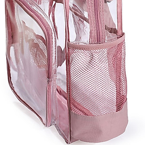 Jusdot Clear Backpack Heavy Duty PVC Transparent Backpacks for School, Workplace, Rose Gold