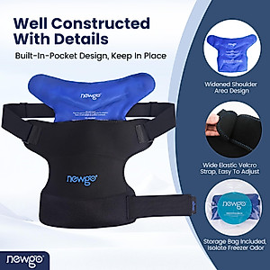NEWGO Shoulder Ice Pack Rotator Cuff Cold Therapy, FSA HSA Eligible Ice Pack Shoulder Wrap Cold Compression Sleeve for Pain Relief, Surgery Recovery, Bursitis - Medium
