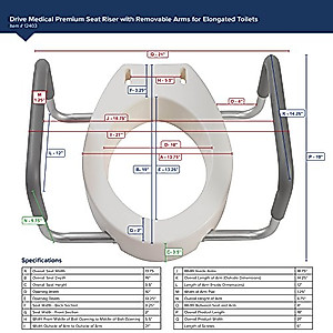 Drive Medical Premium Seat Riser with Removable Arms, Elongated Seat 19.25x13.75x3.5 Inch (Pack of 1)
