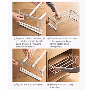 generic Shoes Storage Rack,Carbon Steel Retractable Under Hanging Layered Space-Saving Shoe Tray Hanging Basket Multi-Purpose Cabinet Class Shelves(White), AM0XDM0L07TUS