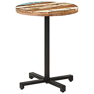 WHOPBXGAD Bistro Table Round,Wooden bar Table, Kitchen Table Suitable for Living Room, Dining Room, Bistro Table,Ø23.6"x29.5" Solid Reclaimed Wood