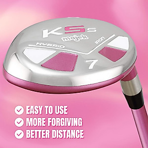 Majek Pink Senior Ladies Golf Hybrids Irons Set New Senior Women Best All True Hybrid Ultra Light Weight Forgiving Fuchsia Woman Complete Package Includes 4 5 6 7 8 9 PW SW All Lady Flex Utility Clubs