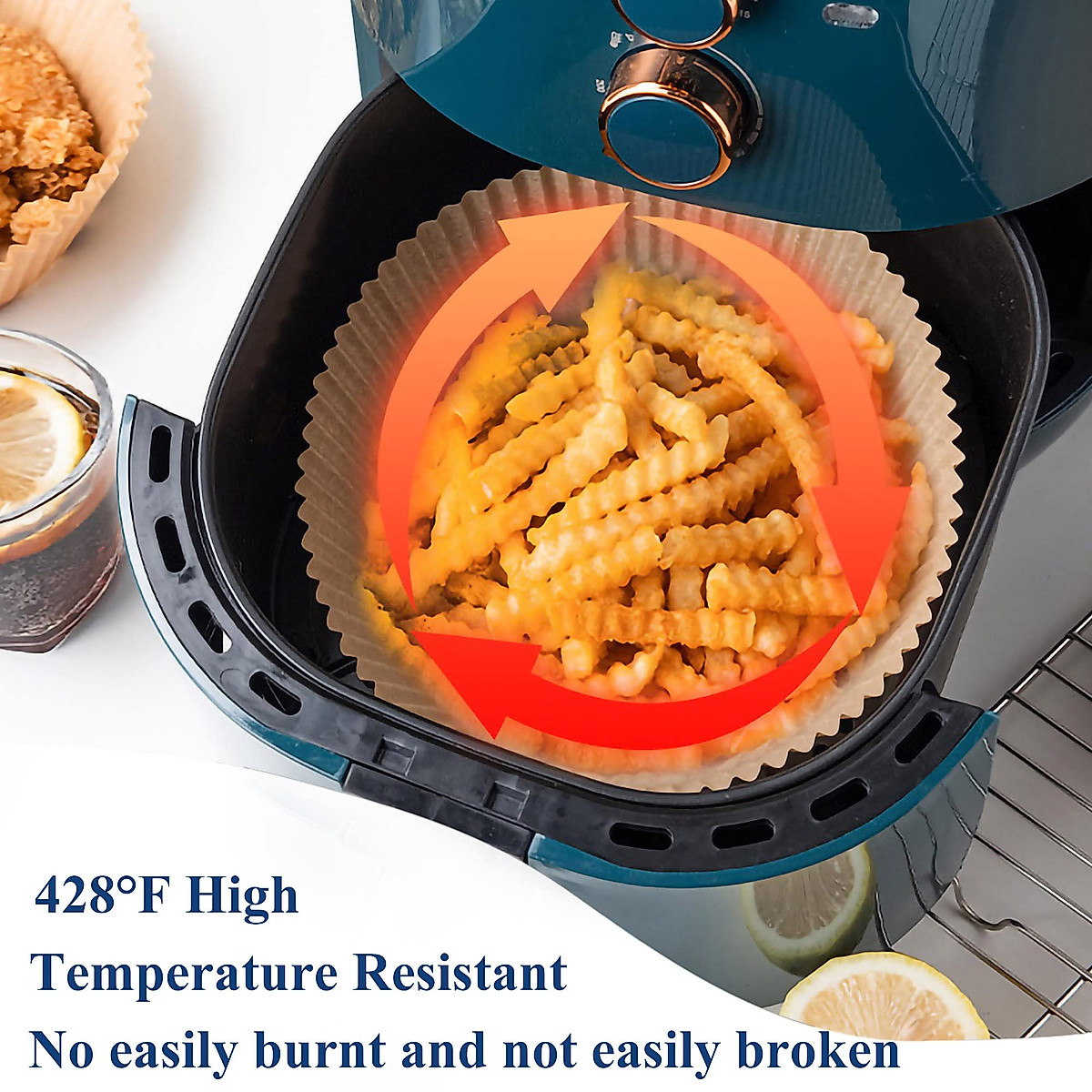 Air Fryer Disposable Paper, 100Pcs Parchment Paper Liners, Non-stick Cooking Paper, Oil Resistant, 6.3inch for 3-5Qt Air Fryer Baking Roasting Microwave (6.3IN-Round)