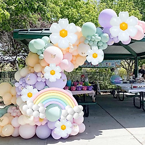 Pastel Balloon Arch Kit Pastel Party Decorations With Daisy Balloons,Pastel Balloons And Pastel Long Balloons Rainbow Balloons Arch Kit Baby Shower Balloon Arch For Birthday Gender Reveal Decoration