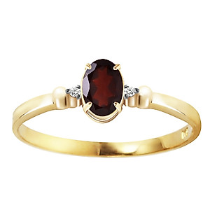 Galaxy Gold GG 14k Solid Gold Ring with Natural Diamonds and Oval-shaped Garnet - Size 11