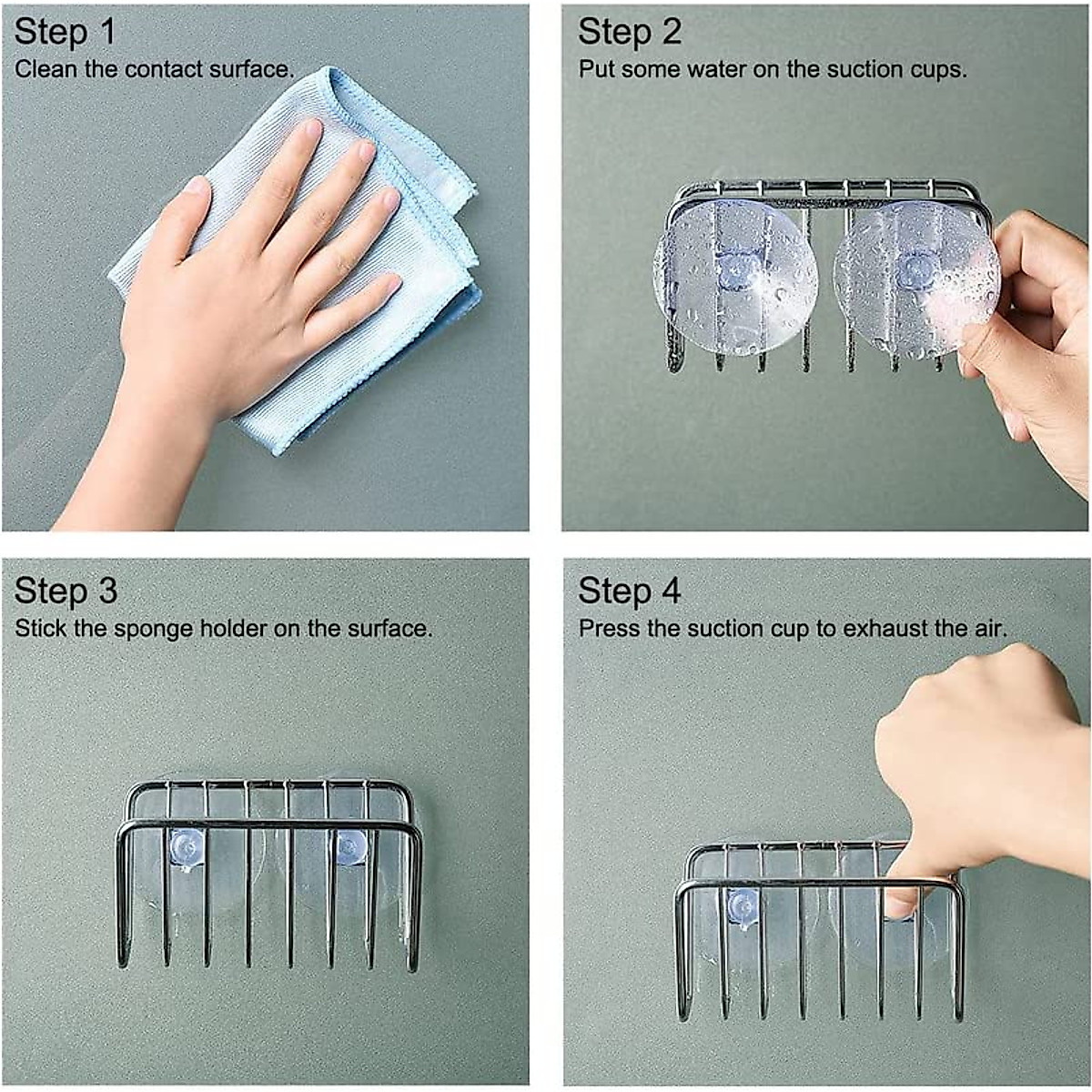 Toplife Kitchen Sink Suction Holder for Sponges, Scrubbers, Soap (Silver)