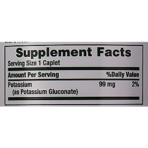 Nature's Bounty Potassium Gluconate 99 mg, 100 Caplets