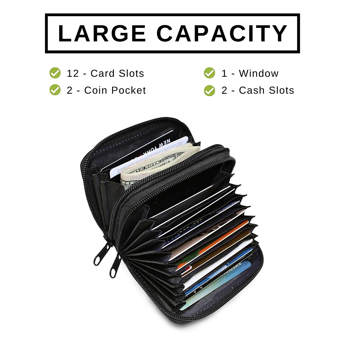 Ciana Credit Card Wallet with ID Window RFID Blocking Genuine Leather Credit Card Organizer for Women Soft, Smooth & Durable