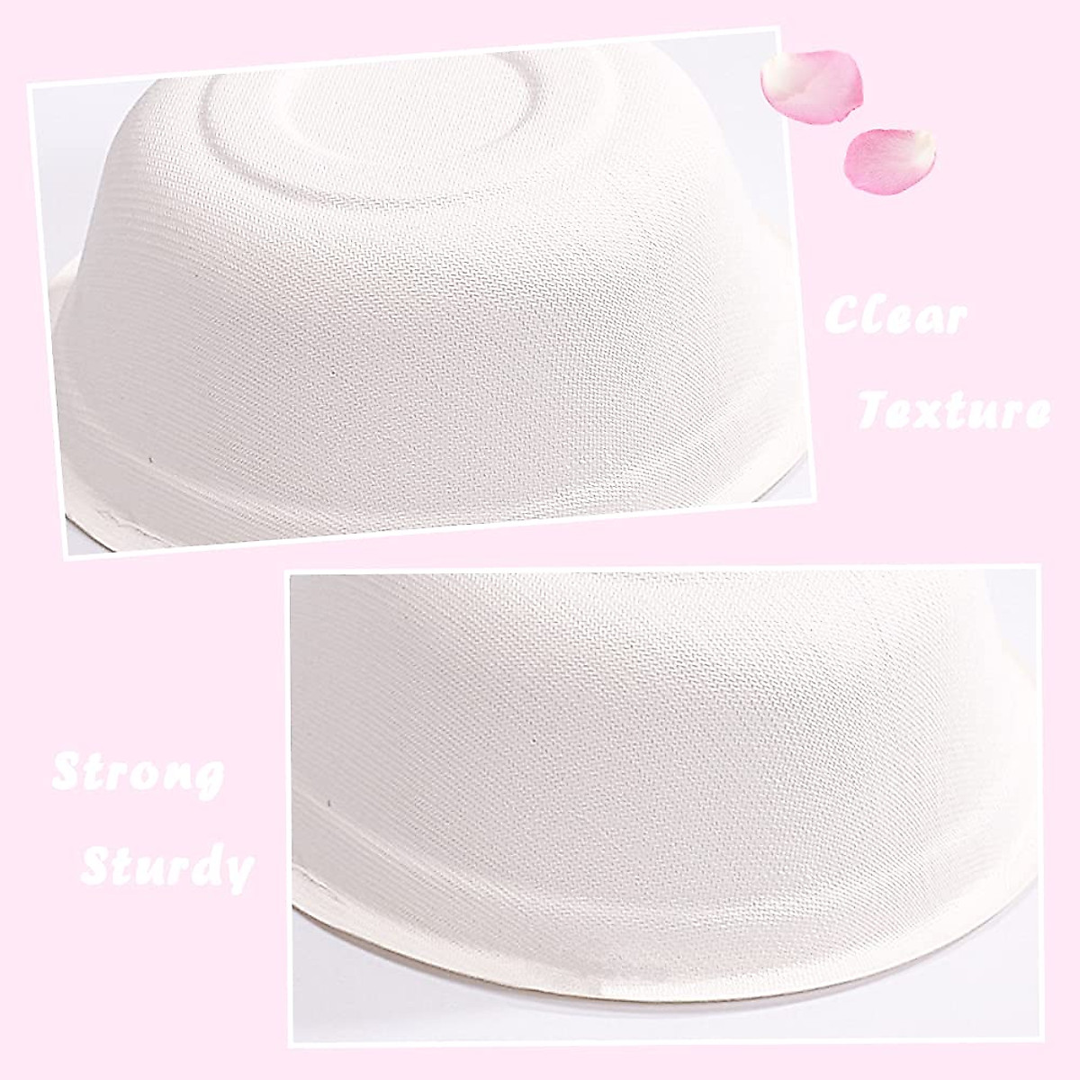 Lshfwn 100 PCS Disposable Paper Bowls,100% Compostable Biodgradble Bowl,12 OZ White Party Paper Bowls,Natural Sugarcane Fibers Bowls for Parties Catering