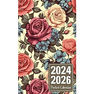 2024-2026 Pocket Calendar: 3 Year Monthly Planner for Purse from January 2024 to December 2026, Flower Cover.