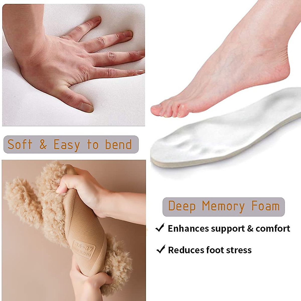 Women's Cute Animal Slippers House Slippers Warm Memory Foam Cotton Cozy Soft Fleece Plush Home Slippers Indoor Outdoor White