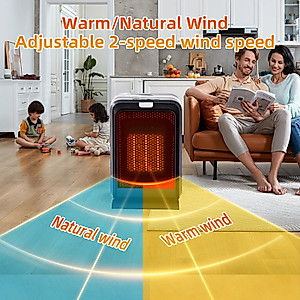 ZTAB Space Heater Indoor use, 1000W PTC Ceramic Electric Heater indoor with Remote, 90°Oscillating, Fast Safety Heater, Portable Desk Heater for Bedroom, Office, Home, Black