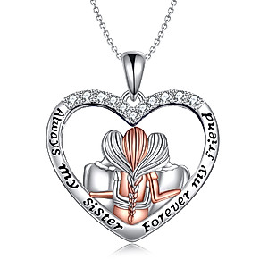 POPKIMI Gifts for Sister Sister Birthday Gifts from Sister Sister Necklace for 3 Sterling Silver Sister Necklace Always My Sister Forever My Friend Necklaces Sisters Jewelry for Sister 3 Sister Birthday Gifts from Sister Sister Pendant Necklace for Women
