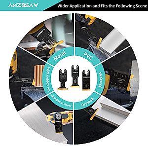 AMZBSAW 22PCS Titanium Oscillating Multitool Blades Metal Cutting, Universal Saw Blades for Metal Nails Hard Material and Wood Plastic, Multi Tool Blades Kits Fit Dewalt Bosch Worx Milwaukee Ryobi