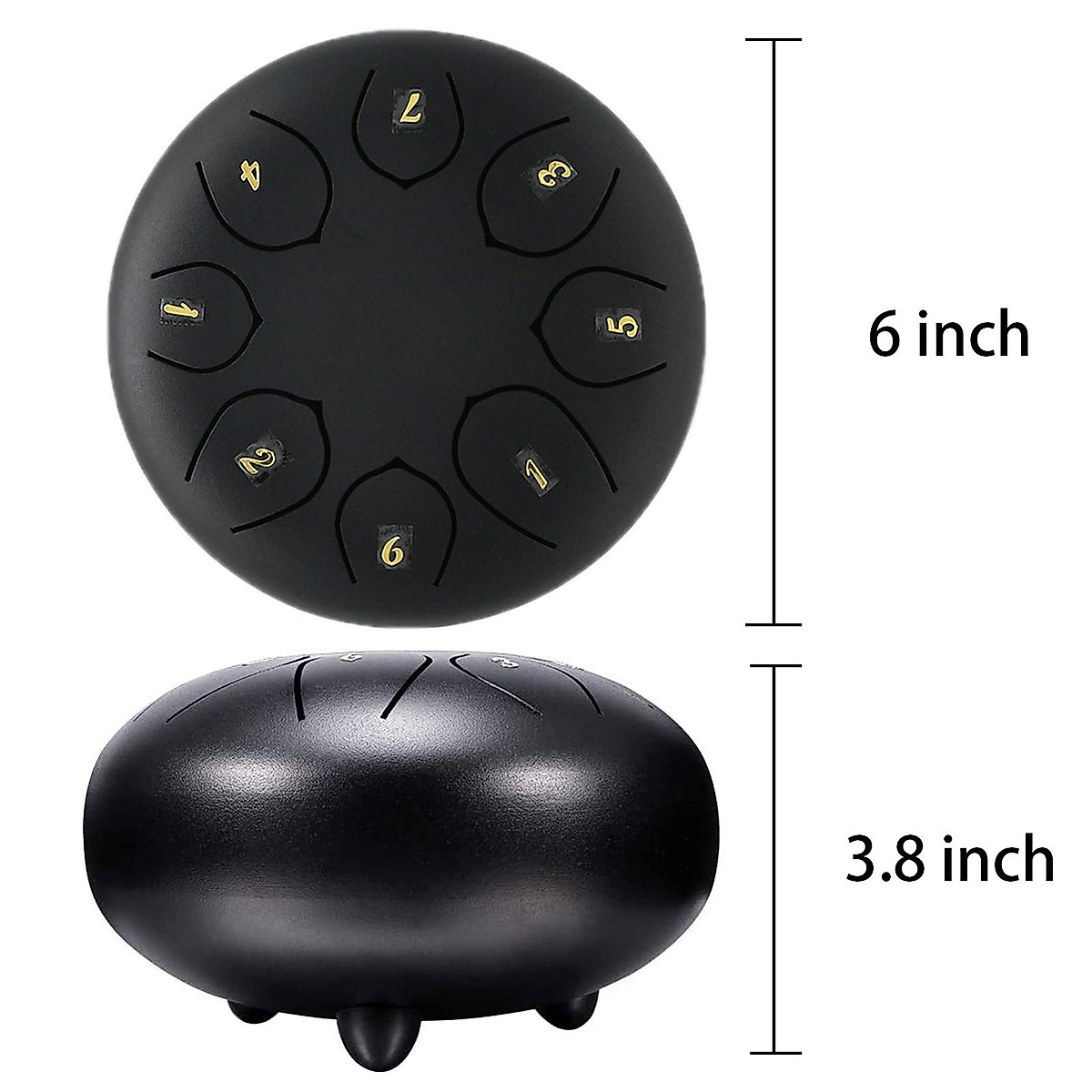 Rain Drum, Upgraded Rain Drum for Outside, Rain Drum for Garden 8 Notes 6 IN, Rain Chimes for Outside, Steel Tongue Drum, Tongue Drum (Black)