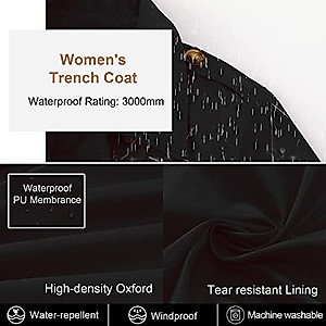 CREATMO US Plus Size Trench Coats for Women Coat Long Mid Length Relaxed-Fit Water-Resistant Black 4X