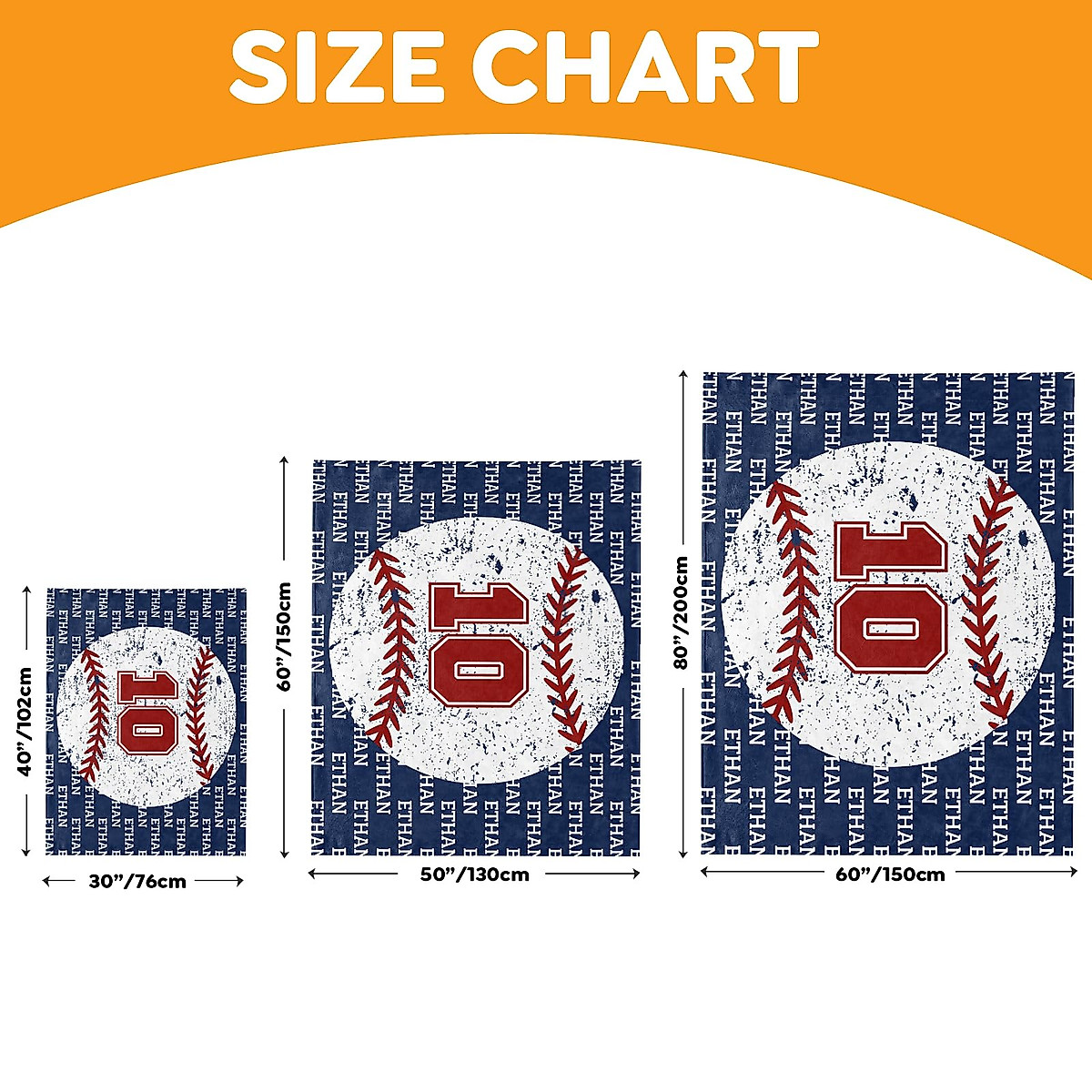 Personalized Baseball Blanket Sherpa Fleece Throw Blankets, Customized Sports Blanket for Boys Kids with Name Numbers, Double Layer Winter Blanket Christmas Birthday Gift Baseball Team Souvenirs