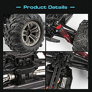 Hosim RC 4x4 Off Road Cars with 2 Batteries 1:16 All Terrain RC Monster Truck 40+ km/h Fast Buggy Remote Control Car for Adults and Children (Red)