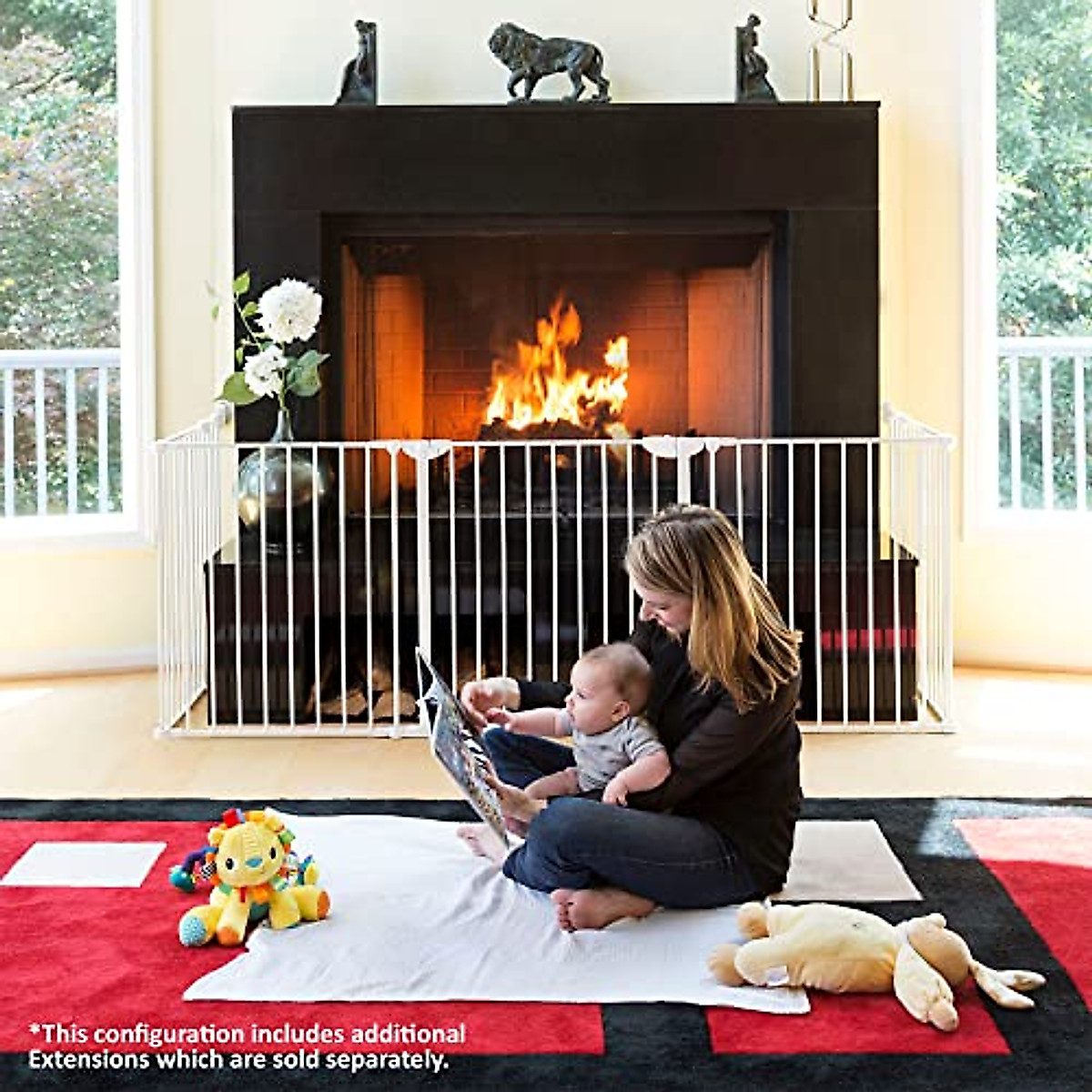 Qdos Safety Construct-A-SafeGate Customizable Extra Wide Walk-Through Baby Gate Fits 35.4”-82.7” with Included 2 Sections & Door | for Fireplaces, Large Openings or Unique Stairways | White