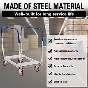 Panel Cart Dolly, 20" W x 35" H Panel Truck Cart with Steel Frame, Heavy Duty Platform Truck Cart with 1500 lbs Capacity and 5 inch Casters for Factory Warehouses, Garage, Workshop (35 x 20 in)