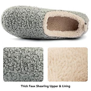 RockDove Women's Nomad Soft Faux Shearling Closed Back Memory Foam Slipper, Size 11-12 US Women, Light Grey