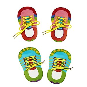 NUOBESTY Learn to Tie Shoes Children Shoelace Threading Teaching Toys Early Educational Teaching Aids, 4 Pieces