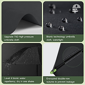 Beneunder Windproof & Lightweight Portable Travel Umbrella - Tri-fold Reverse Folding, Perfect for Wind, Rain, Car, Backpack & On-the-GO (Black)
