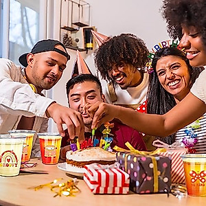 meekoo 100 Pcs 12 oz Groovy Party Disposable Plastic Cups Hippie Boho Groovy Daisy Flower Cups for Retro Birthday Wedding Thanksgiving Day Christmas Party Supplies