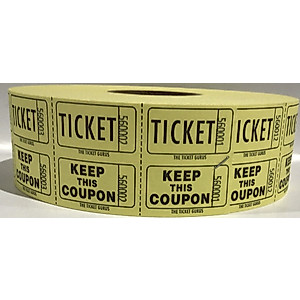 The Ticket Gurus-Raffle Tickets - (4 Rolls of 2000 Double Tickets) 8,000 Total 50/50 Raffle Tickets (2 Yellow & 2 Purple Rolls)