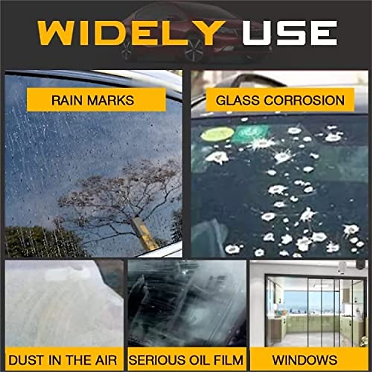 50ml Glass Oil Film Removing Paste, Car Windshield Oil Film Cleaner, Glass Stripper Water Spot Remover, Glass Clear Windshield Cleaner Paste Car Paint Oil Film Remover Paste, with Sponge (2Pcs)