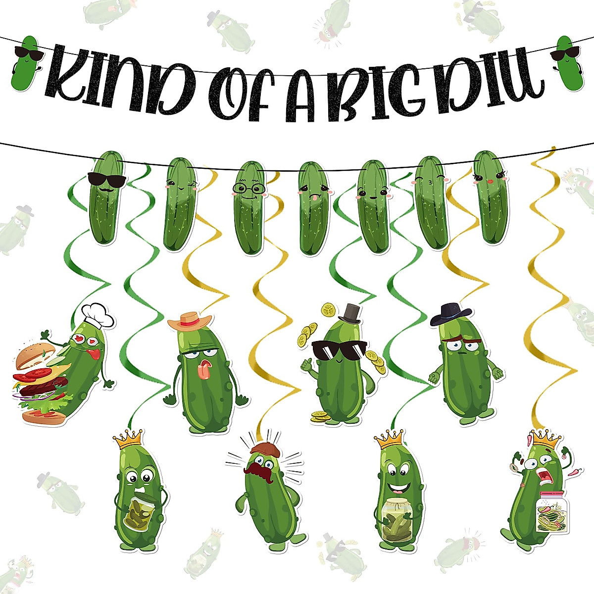 Rngmsi Pickle Party Banner Decorations - 10PCS Kind of A Big Dill Banner Decorations Pickle Theme Hanging Swirls Decorations Cucumber Pickle Birthday Party Decorations Supplies