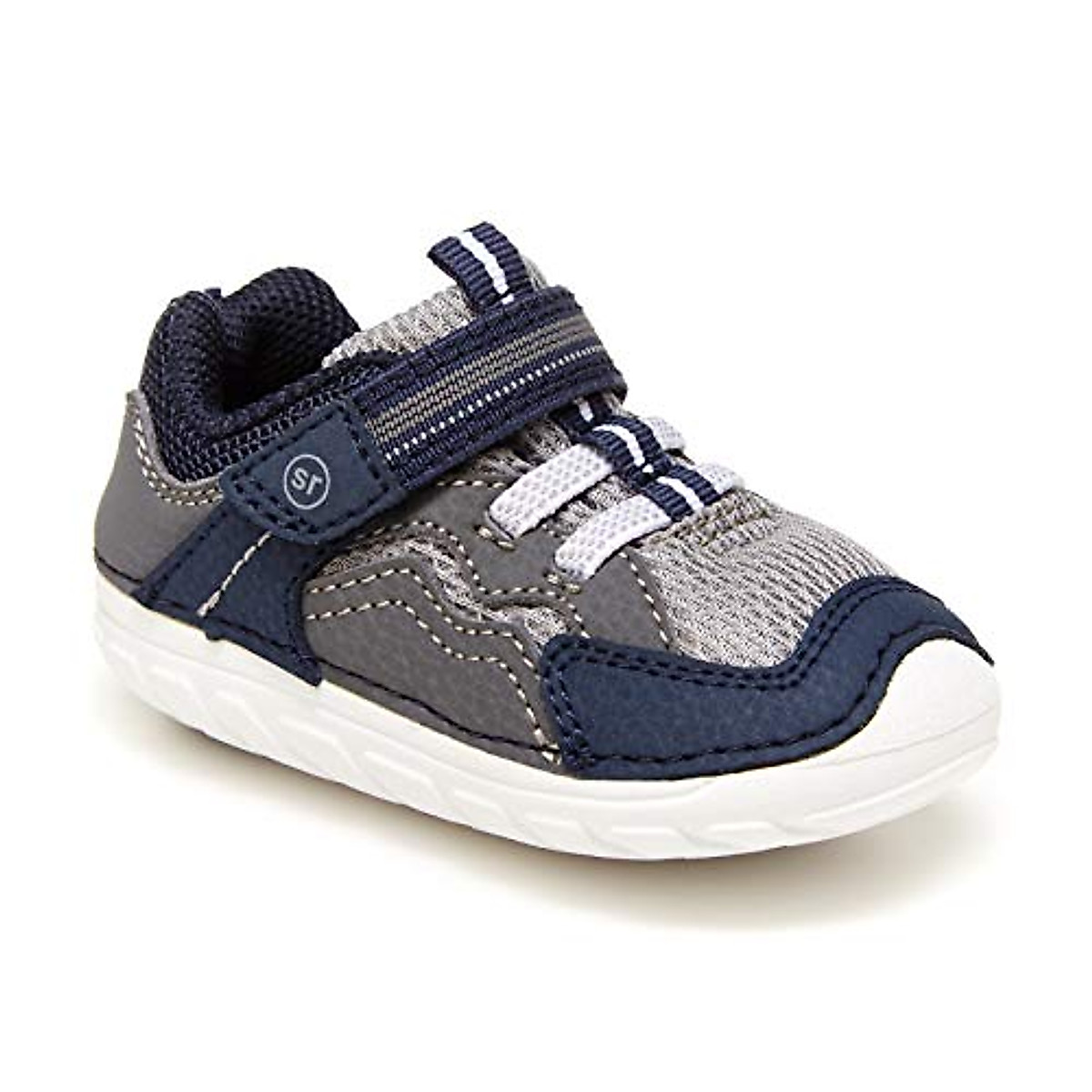 Stride Rite baby boys Soft Motion Kylo Sneaker, Navy/Gray, 6 Wide Toddler US