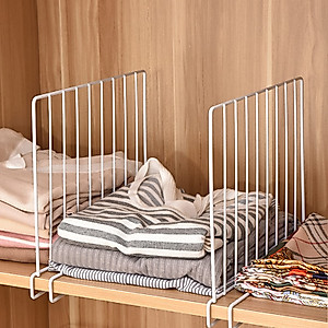 Shelf Dividers, 8 Pack Closet Shelf Organizer for Clothes, Metal Closet Shelf Dividers for Wood Shelves, Steel Closet Separator for Shelves Bedroom Wardrobe Kitchen Cabinet Storage Organization